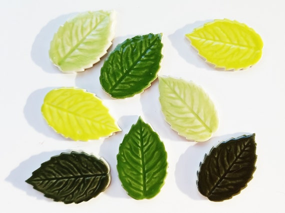 8 Mosaic Large Leaves Handmade Ceramic Leaf Tiles Mosaic - Etsy