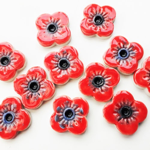 11 Ceramic Poppies Mosaic Tiles Poppy Shapes - Etsy