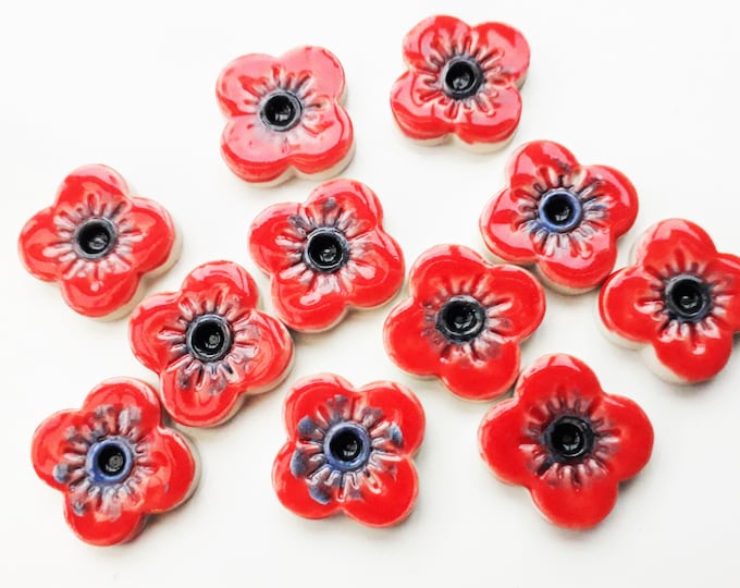 11 Ceramic Poppies Mosaic Tiles Poppy Shapes - Etsy