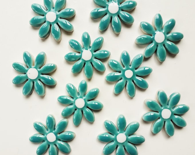 30 Mosaic Flower Tiles, Handmade Ceramic Pretty Blossom Shapes - Etsy