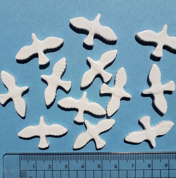 12 mosaic flying bird tiles handmade ceramic pieces mosaic | Etsy