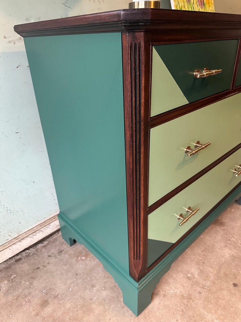 Antique Ethan Allen MCM Refinished Two-tone Green Dresser - Etsy