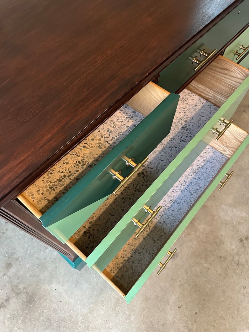 Antique Ethan Allen MCM Refinished Two-tone Green Dresser - Etsy