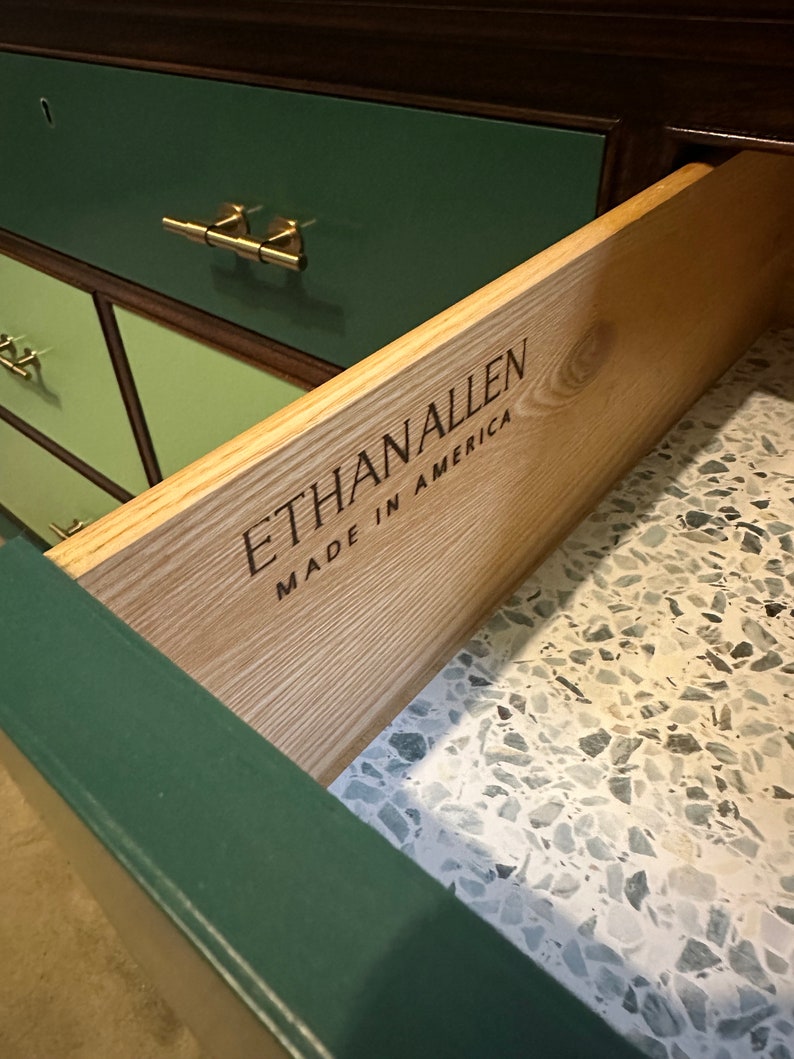 Antique Ethan Allen MCM Refinished Two-tone Green Dresser - Etsy