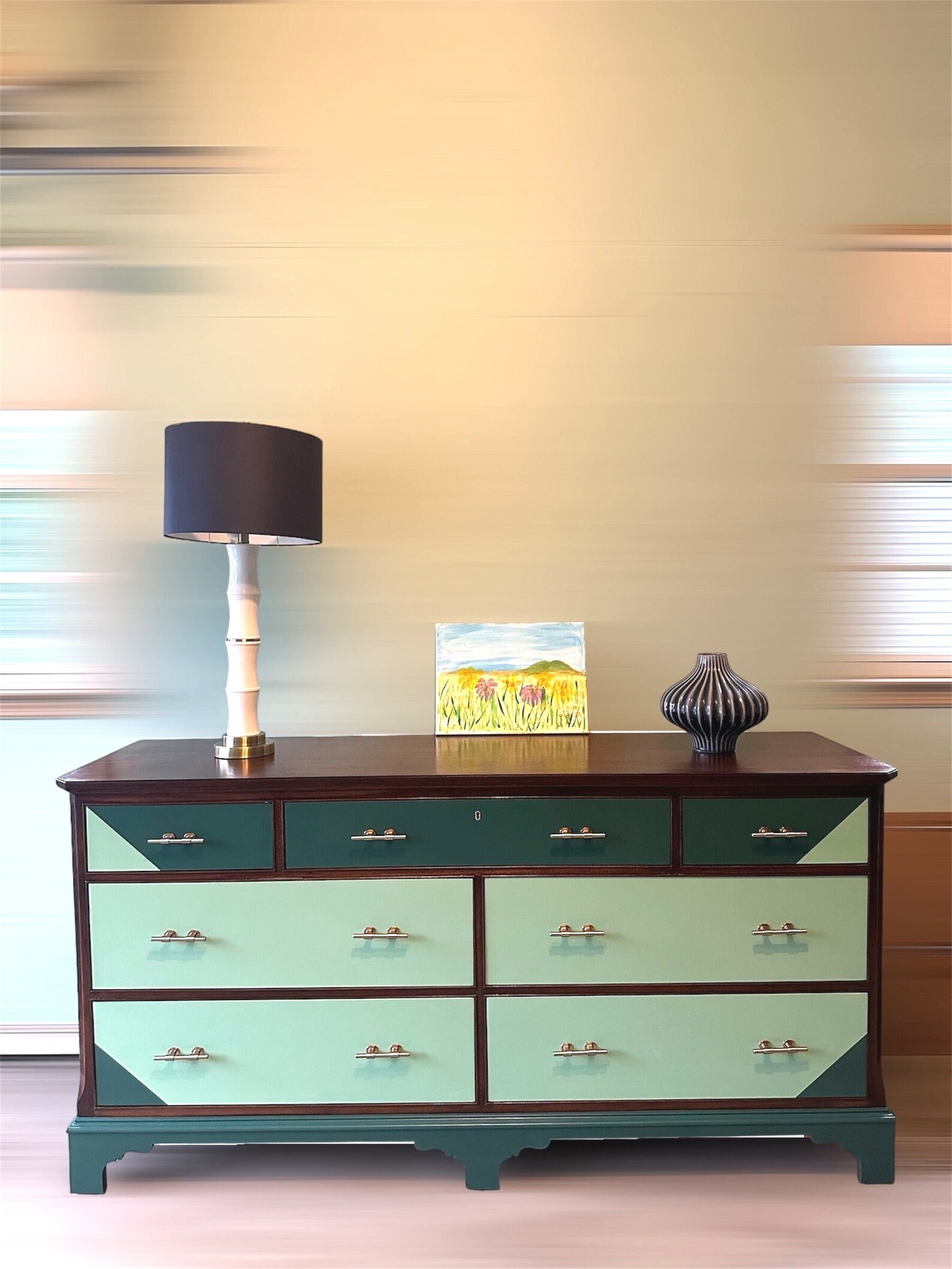 Antique Ethan Allen MCM Refinished Two-tone Green Dresser - Etsy