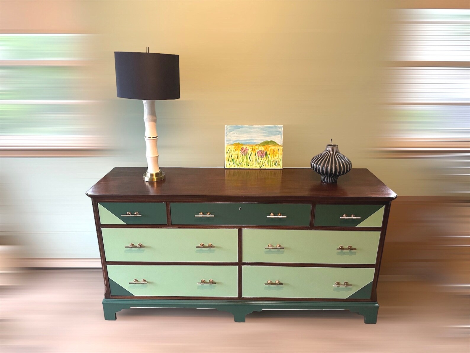 Antique Ethan Allen MCM Refinished Two-tone Green Dresser - Etsy
