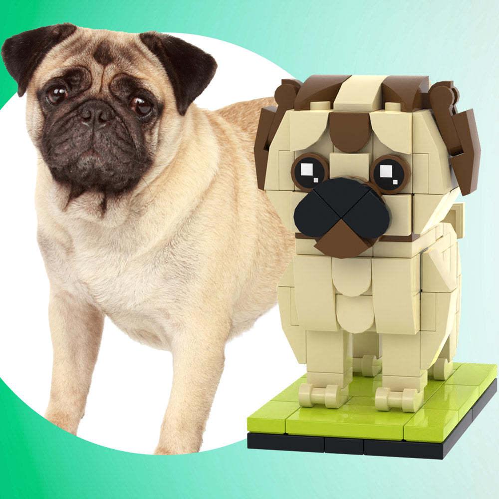 Fully Body Customisable Pug 1 Dog Photo Custom Brick Figures Small ...