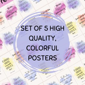 Set of 5 Watercolor Inspirational Quotes Digital Prints Motivational ...