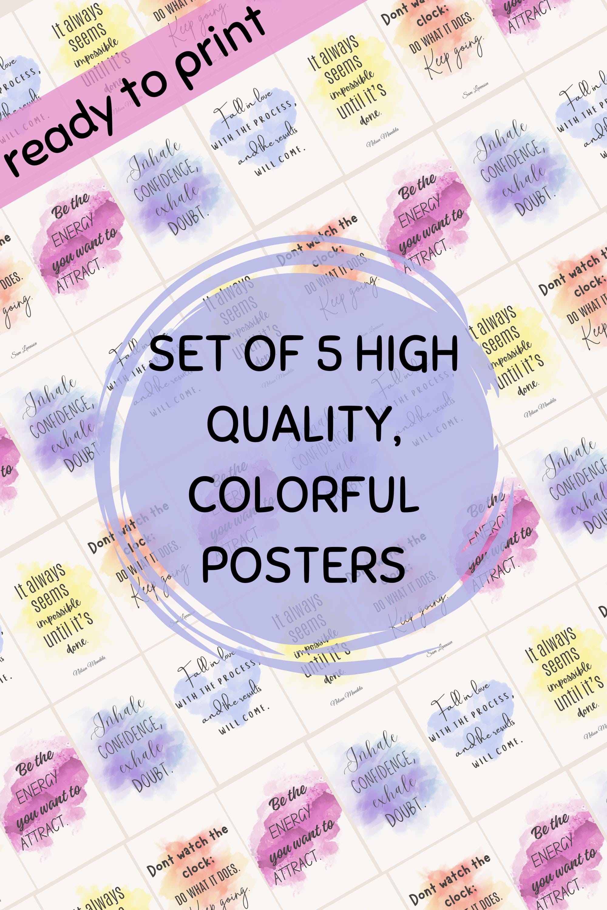 Set of 5 Watercolor Inspirational Quotes Digital Prints Motivational ...