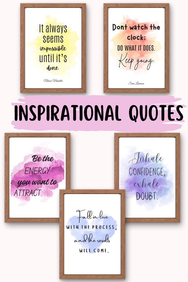 Set of 5 Watercolor Inspirational Quotes Digital Prints Motivational ...