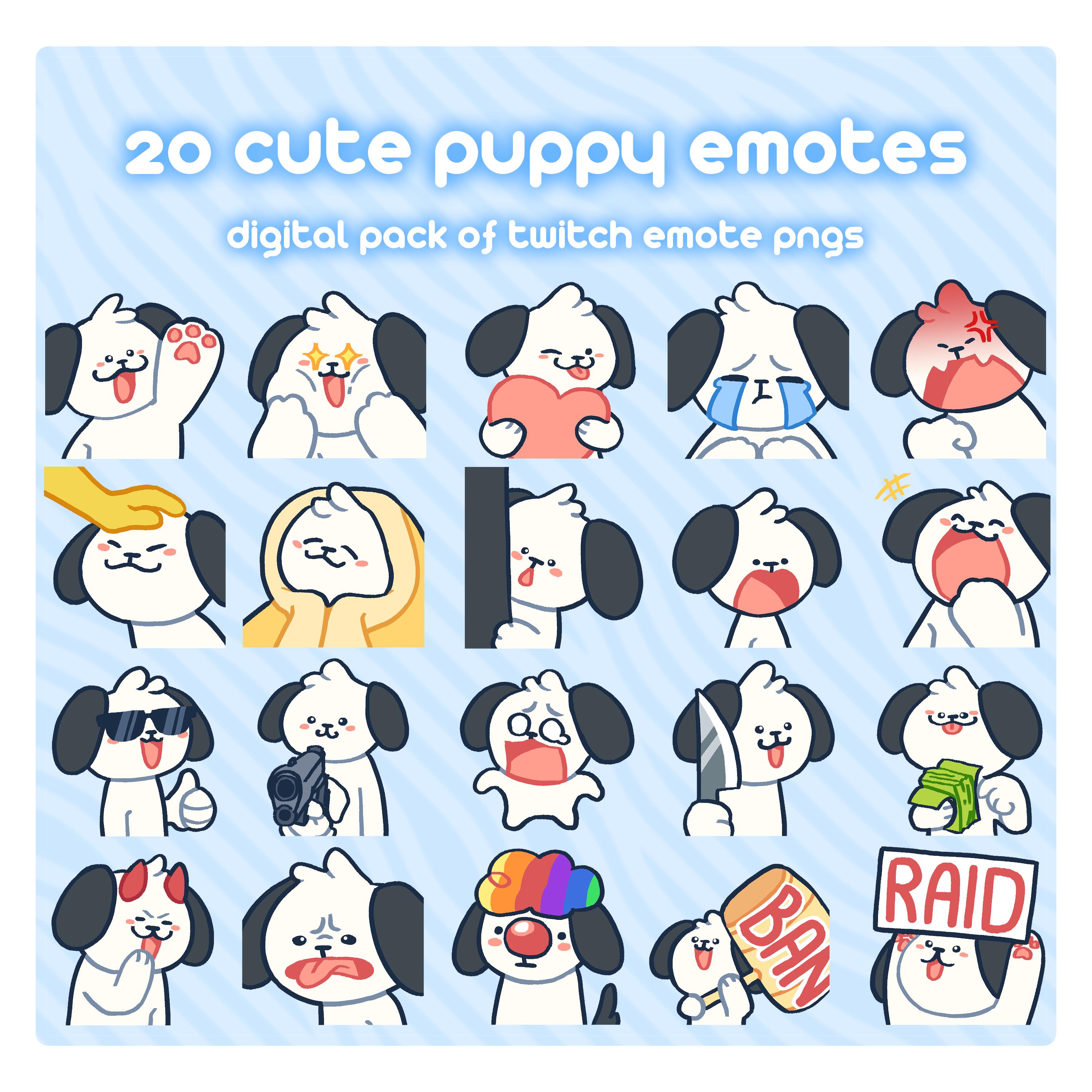20 Cute Dog Puppy Emotes for Twitch Streamer Stream Emojis - Etsy