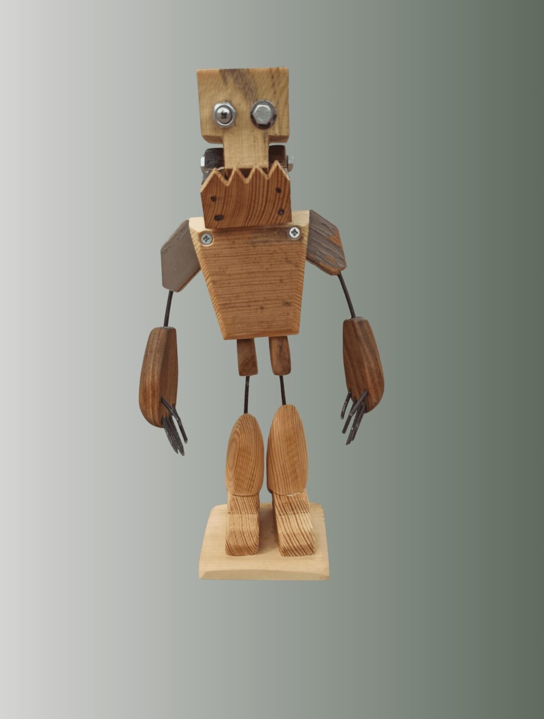 Handmade Wooden Robot Toy | Interactive Jointed Design | Natural Wood ...