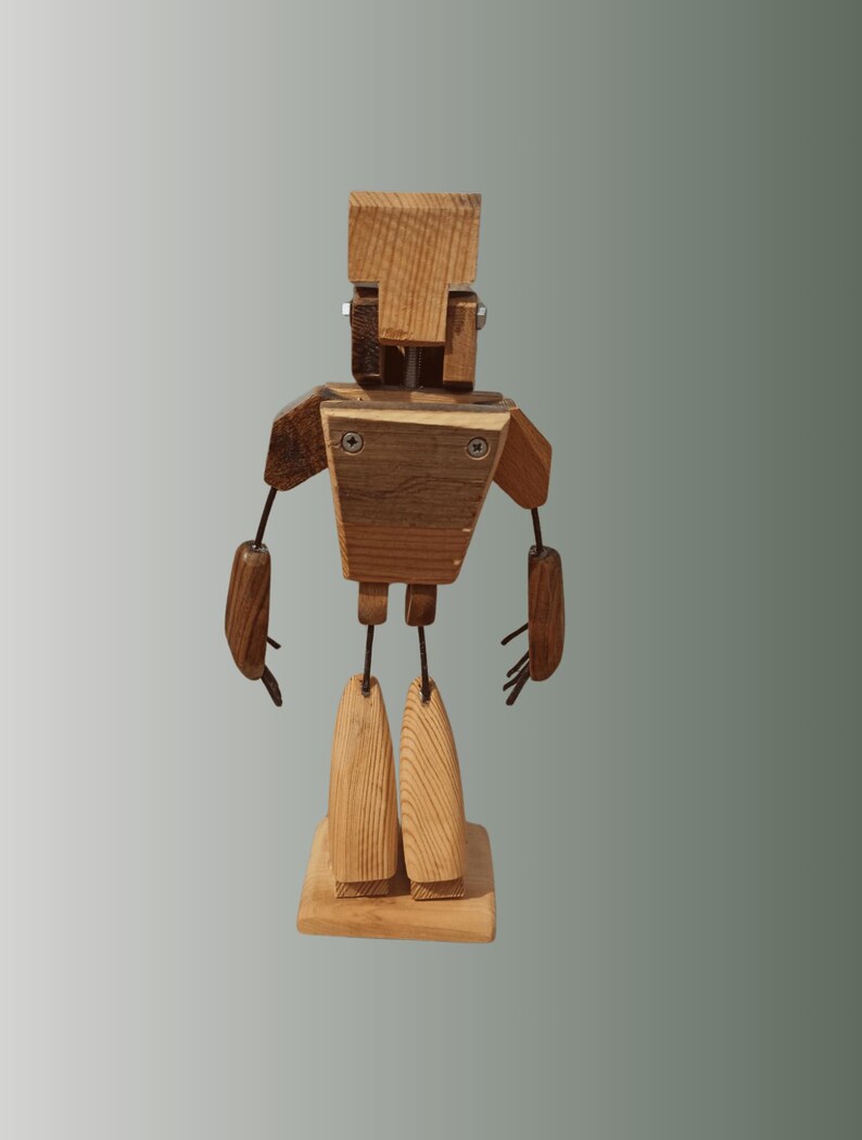 Handmade Wooden Robot Toy | Interactive Jointed Design | Natural Wood ...