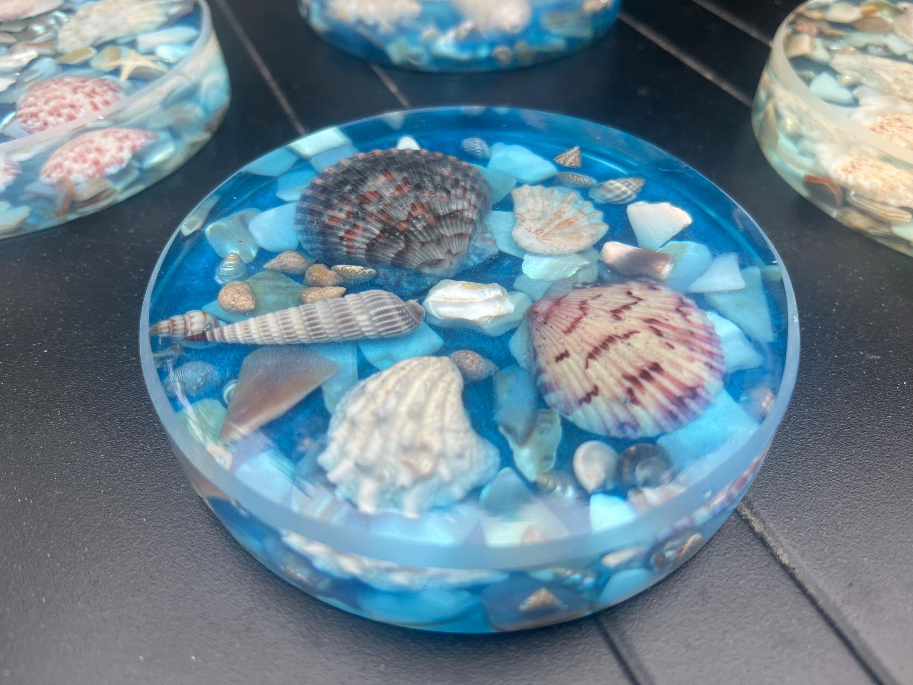 Ocean Themed Gulf Coast Shell Coasters Set of 4 - Etsy