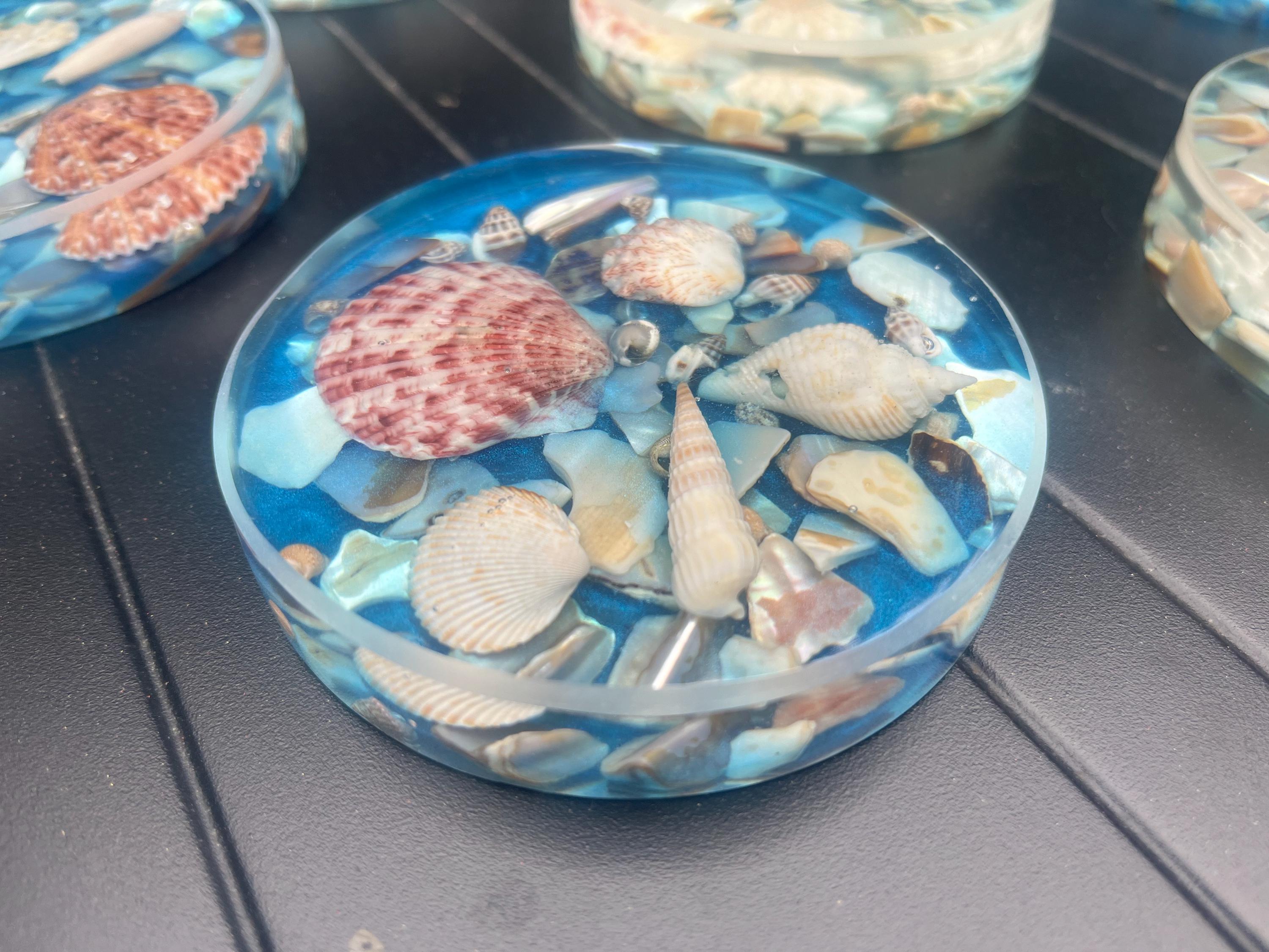 Ocean Themed Gulf Coast Shell Coasters Set of 4 - Etsy