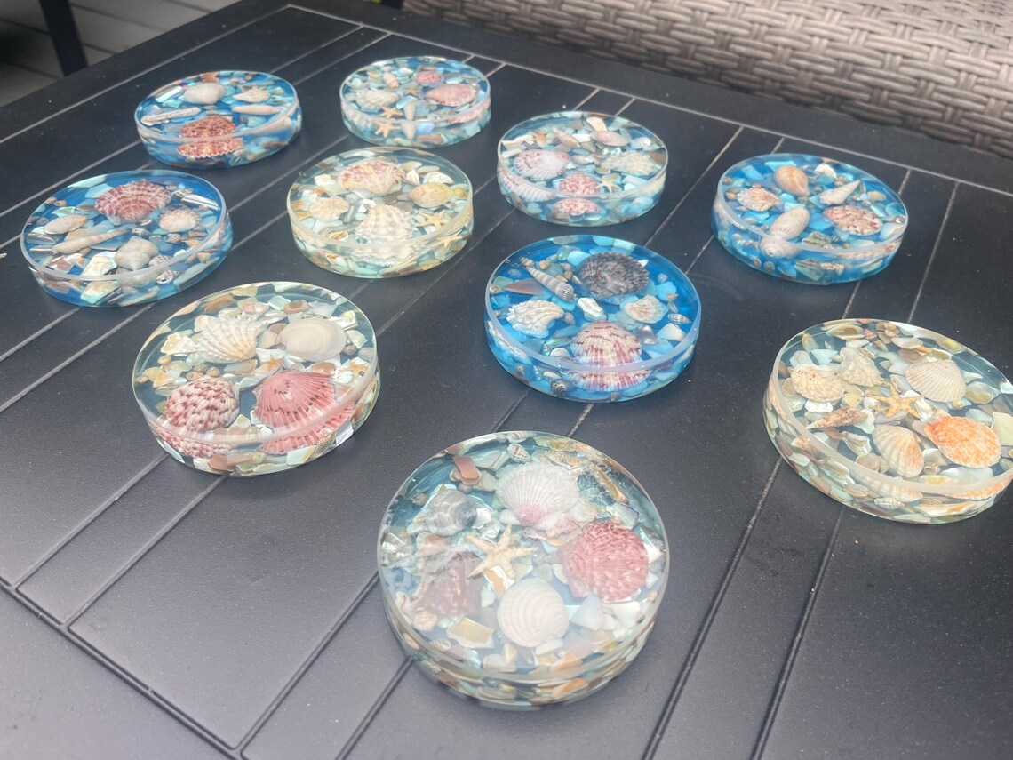 Ocean Themed Gulf Coast Shell Coasters Set of 4 - Etsy