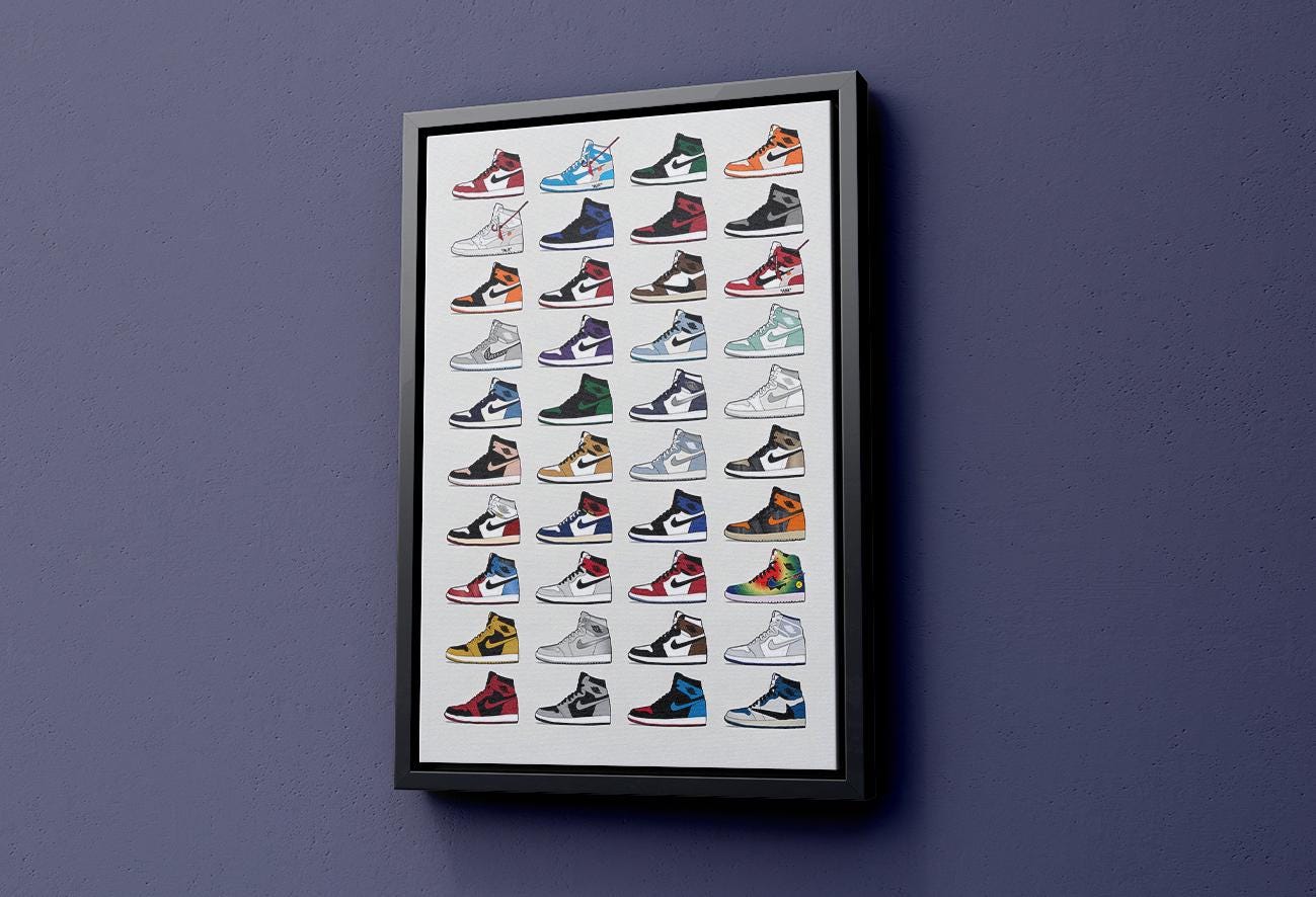 Air Jordan 1 Poster, Sneaker Poster, Sneaker Wall Art, Sneakerhead, Jordan Wall Art, Wall Decor ...