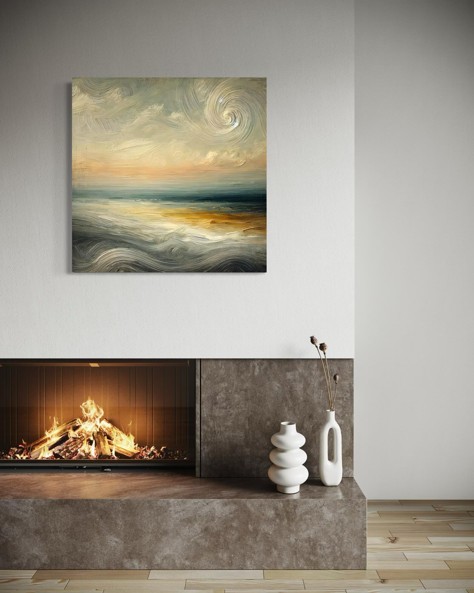 Cloudy 3D Minimalist Abstract Painting Wall Art Living Room Art Home ...