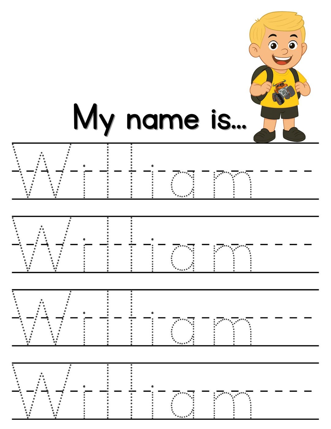 Monster Truck Alphabet Tracing Pages - Customized Name Page and ...