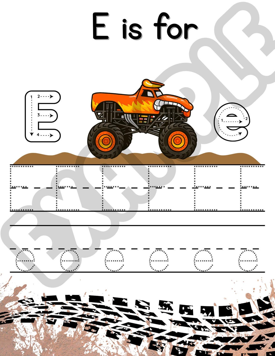 Monster Truck Alphabet Tracing Pages - Alphabet Only - Etsy