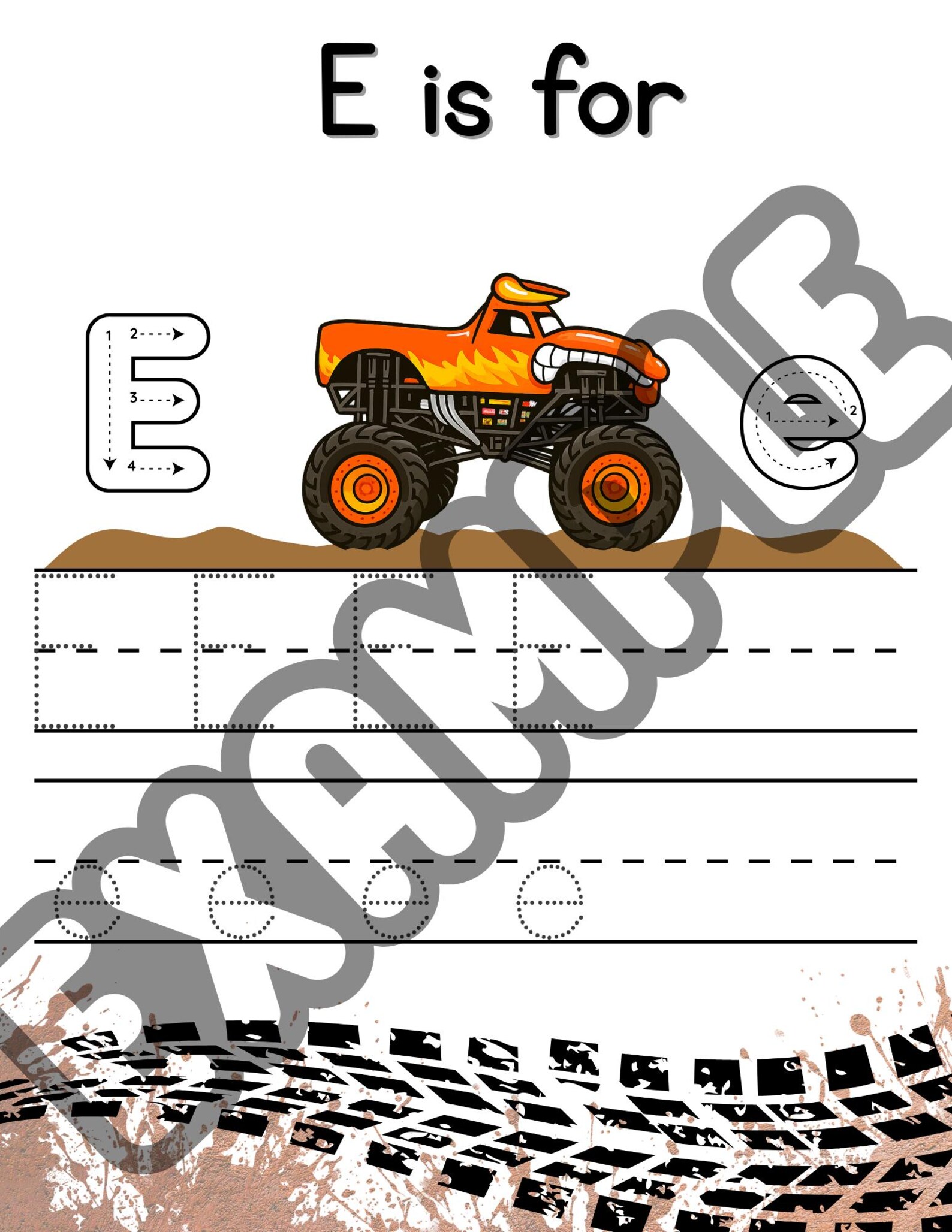 Customized Monster Truck Tracing Pages Printable | Name, Alphabet ...