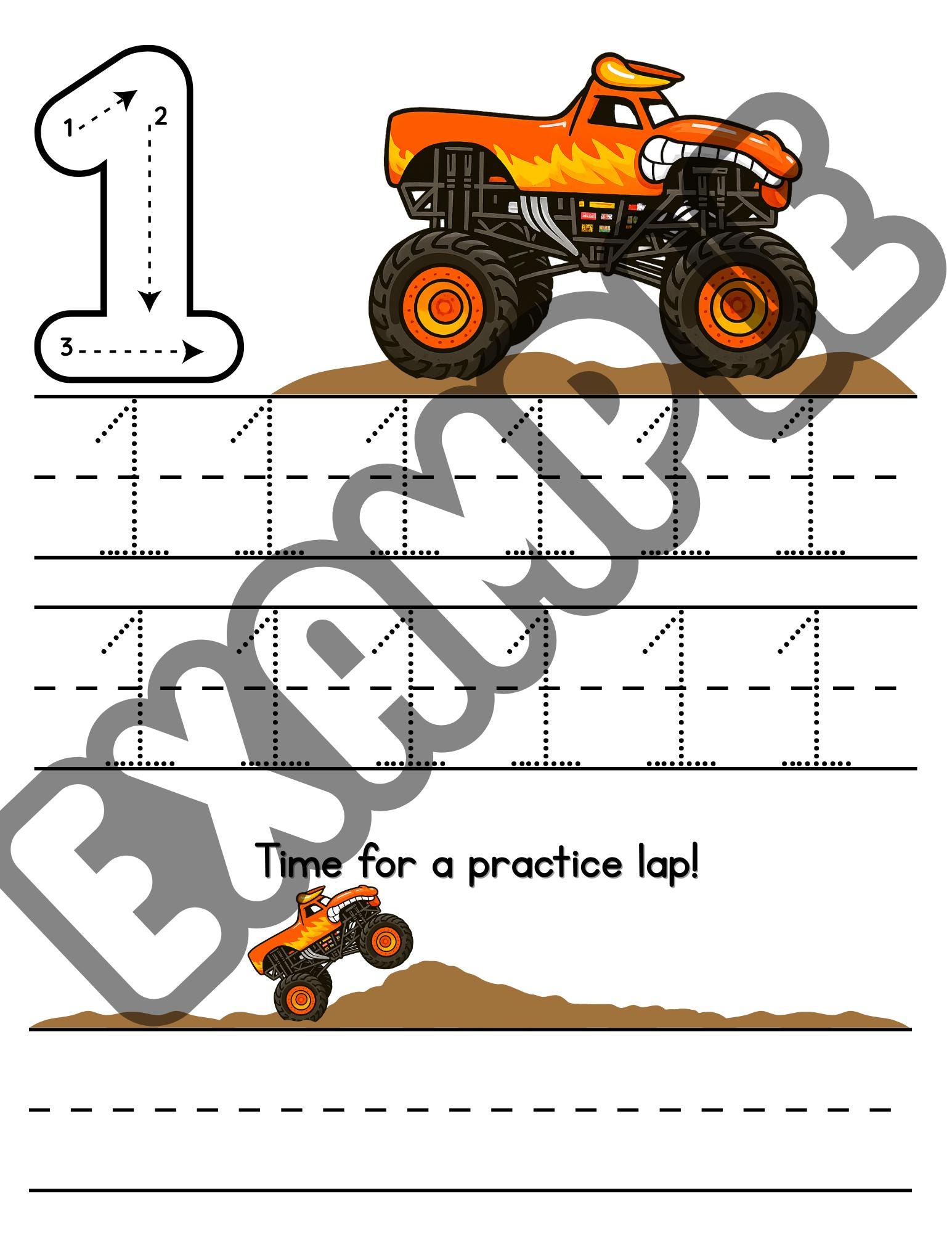 Customized Monster Truck Tracing Pages Printable | Name, Alphabet ...