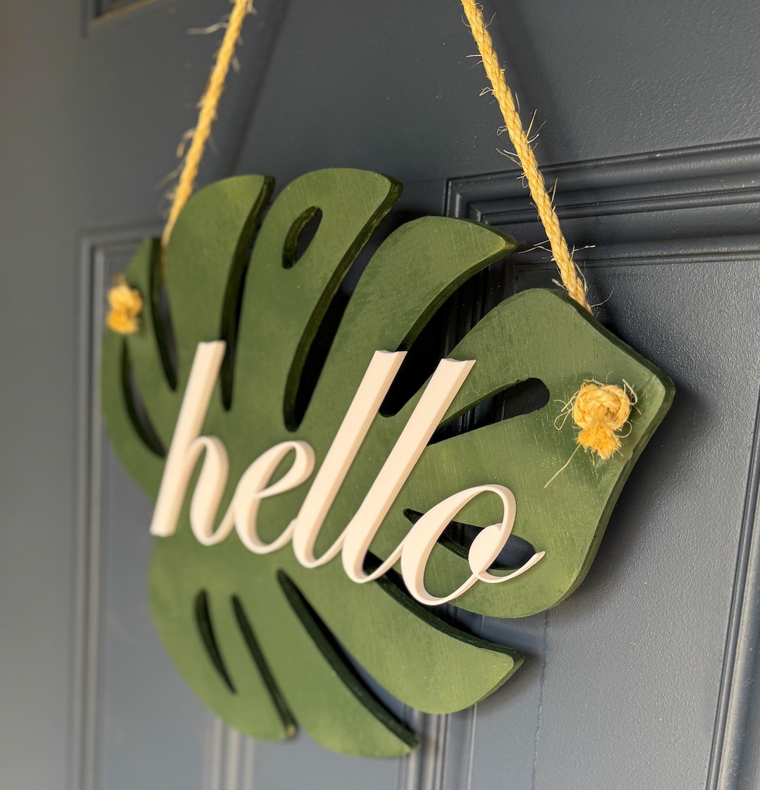 Handcrafted Monstera Leaf Door Hanger – Tropical Welcome Sign, Front ...