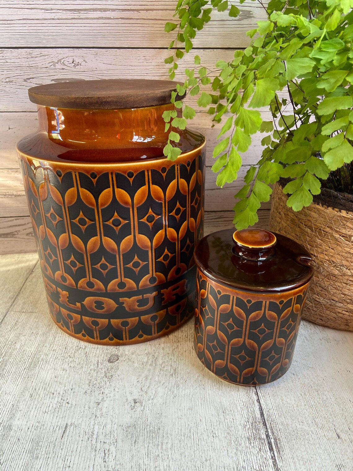 Heirloom Hornsea Pottery Storage Jars John Clappison. Refinished Lids ...