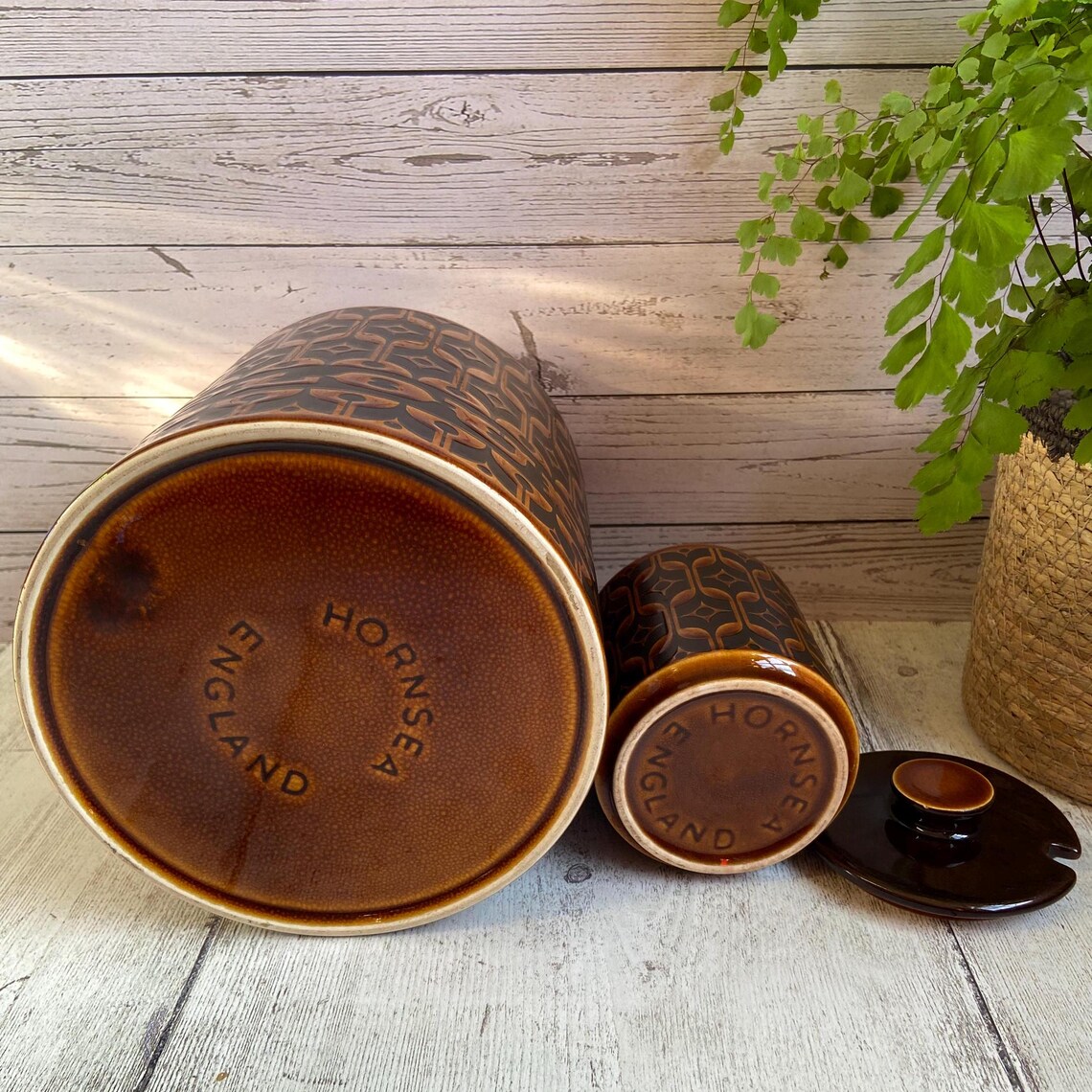 Heirloom Hornsea Pottery Storage Jars John Clappison. Refinished Lids ...