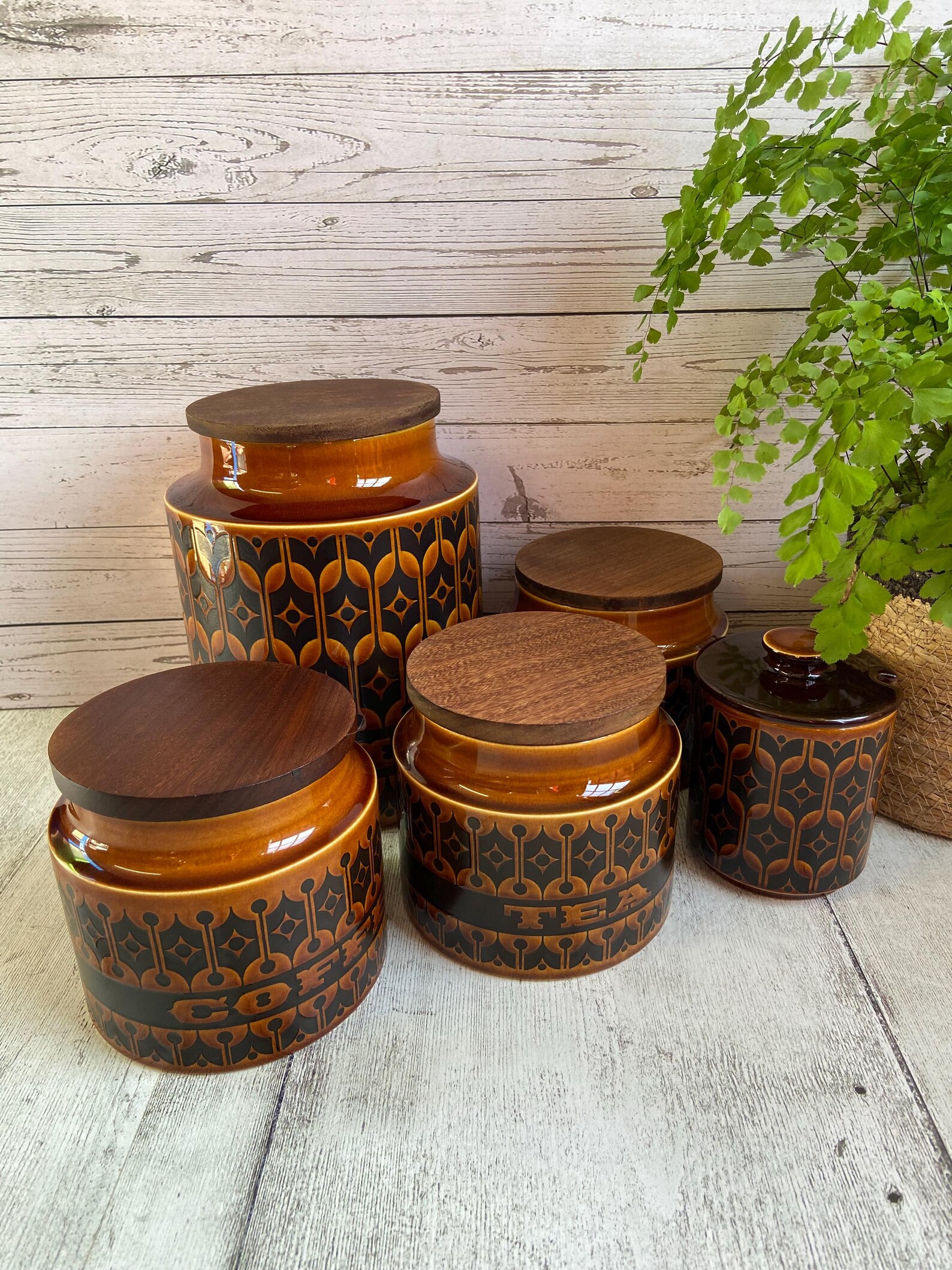 Heirloom Hornsea Pottery Storage Jars John Clappison. Refinished Lids ...