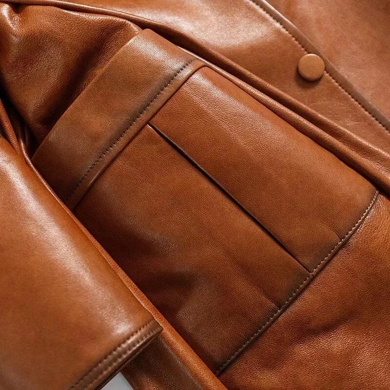 Italian Style Overcoat Tan Real Leather Trench Coat, Sashes Belt Long ...
