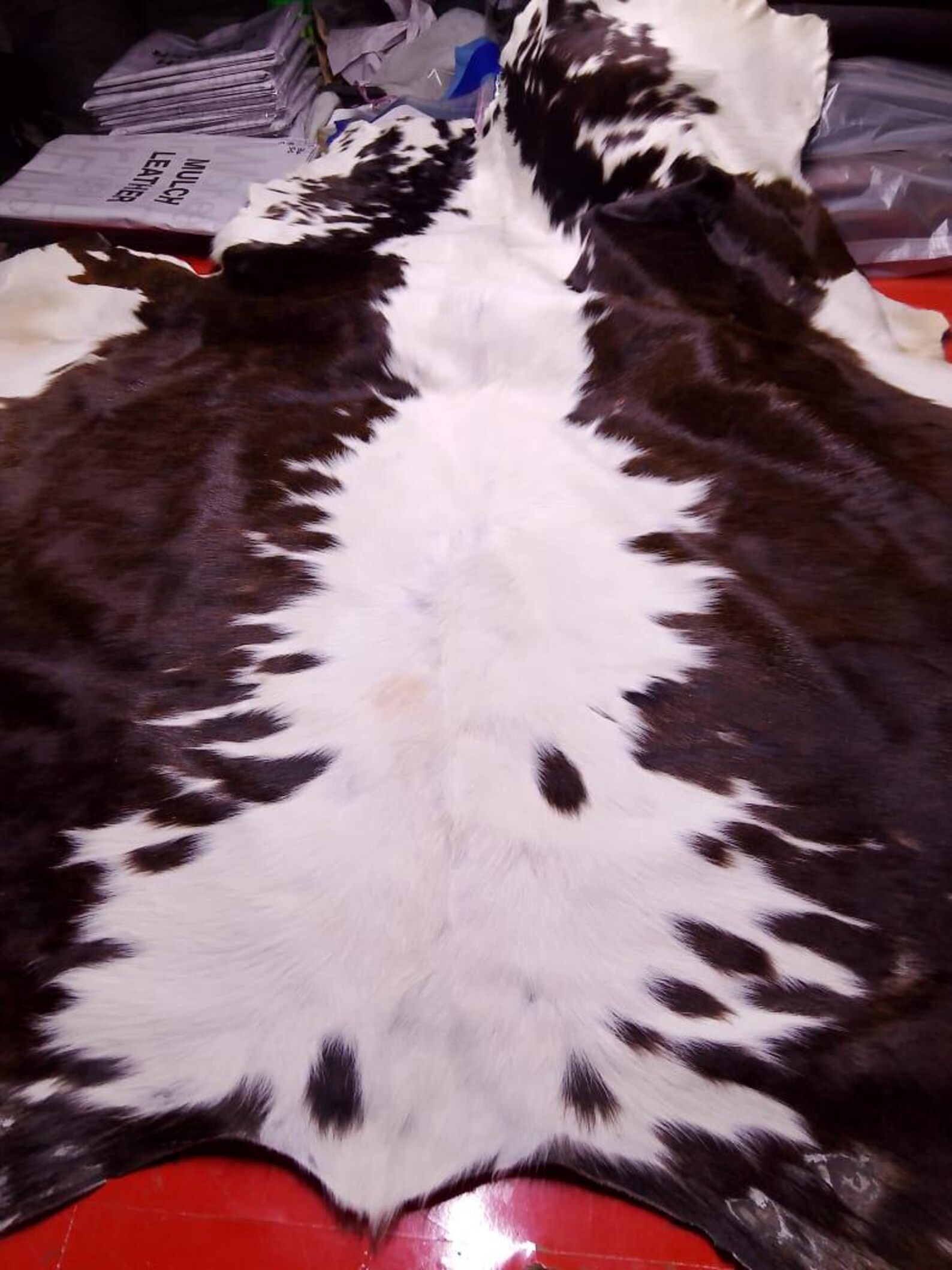 Vintage Women's Leather Long Coat Genuine Cowhide Hair on Brown, Black ...