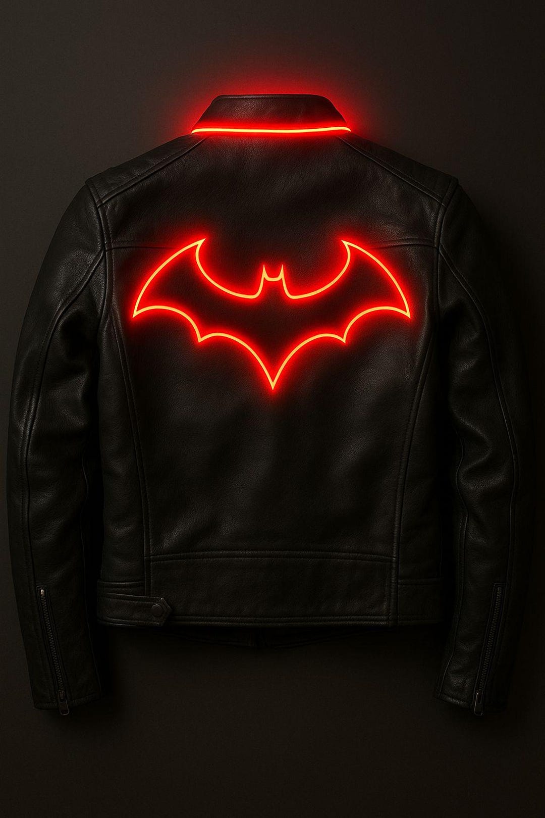 Alien X Bat LED Lights on Style Sheep Skin Leather Biker Jacket With ...