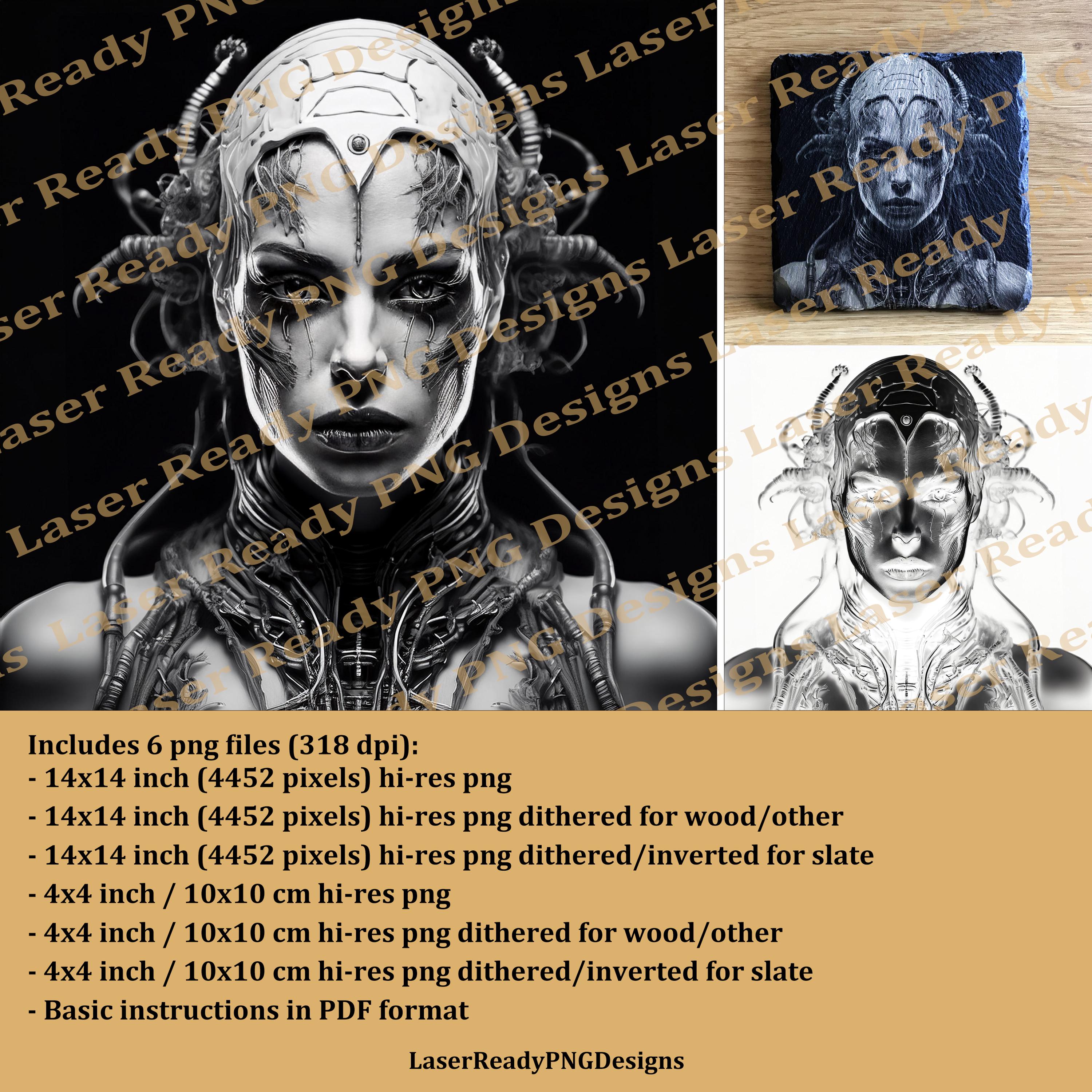 Cyberpunk Female Terminator Laser File, Dithered/inverted, 4x4 14x14 ...