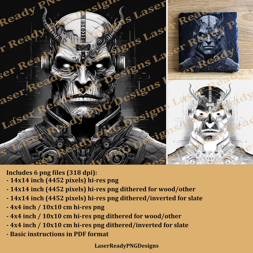 Cyberpunk Monster Terminator Laser Engraving File, 318 DPI for 4x4 and ...