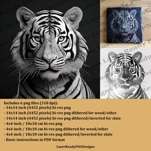 Tiger 3D Illusion Laser Engraving PNG Files, Slate Coaster Wood Tile ...