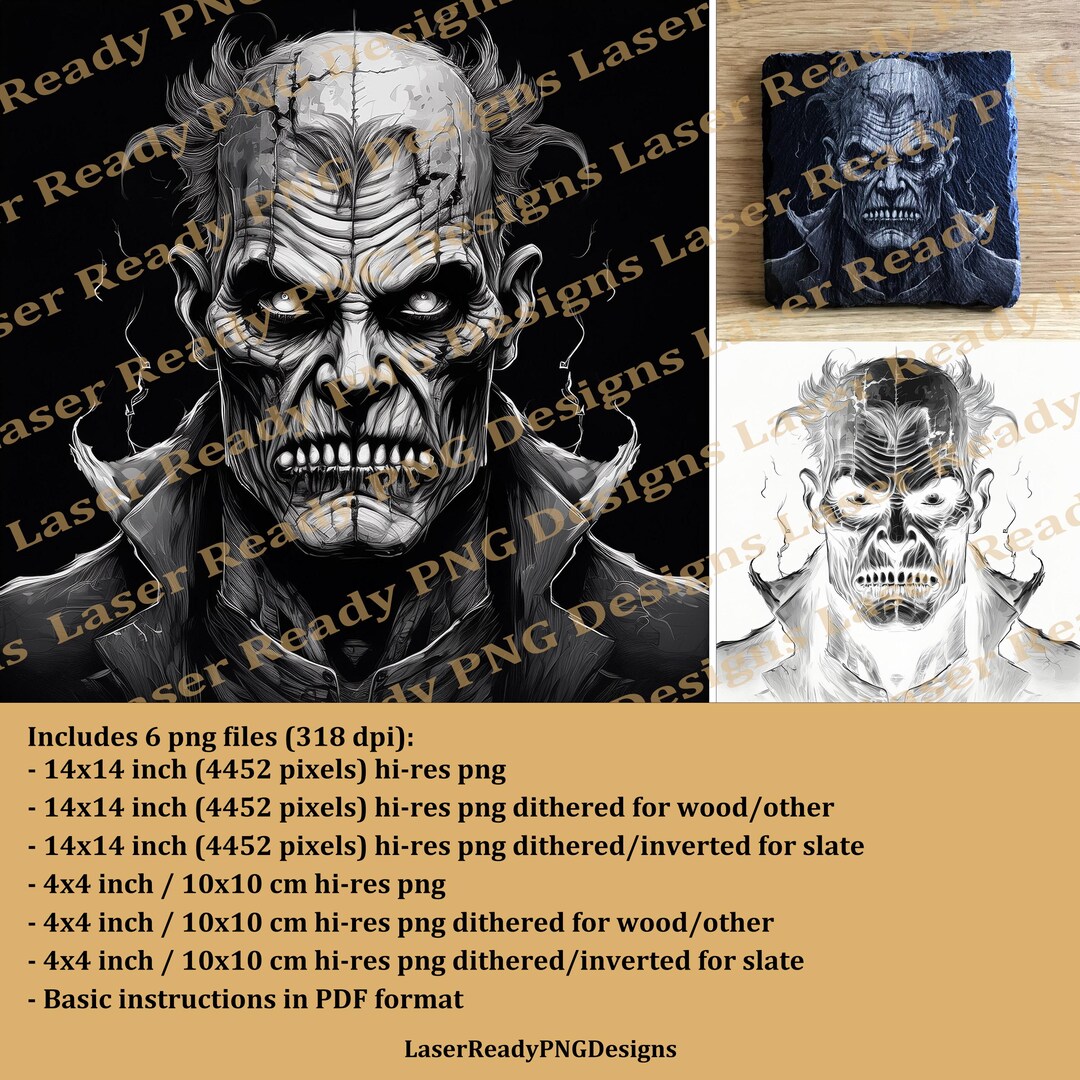 Frankenstein Style Monster Laser Engraving File, 318 DPI for 4x4 and ...