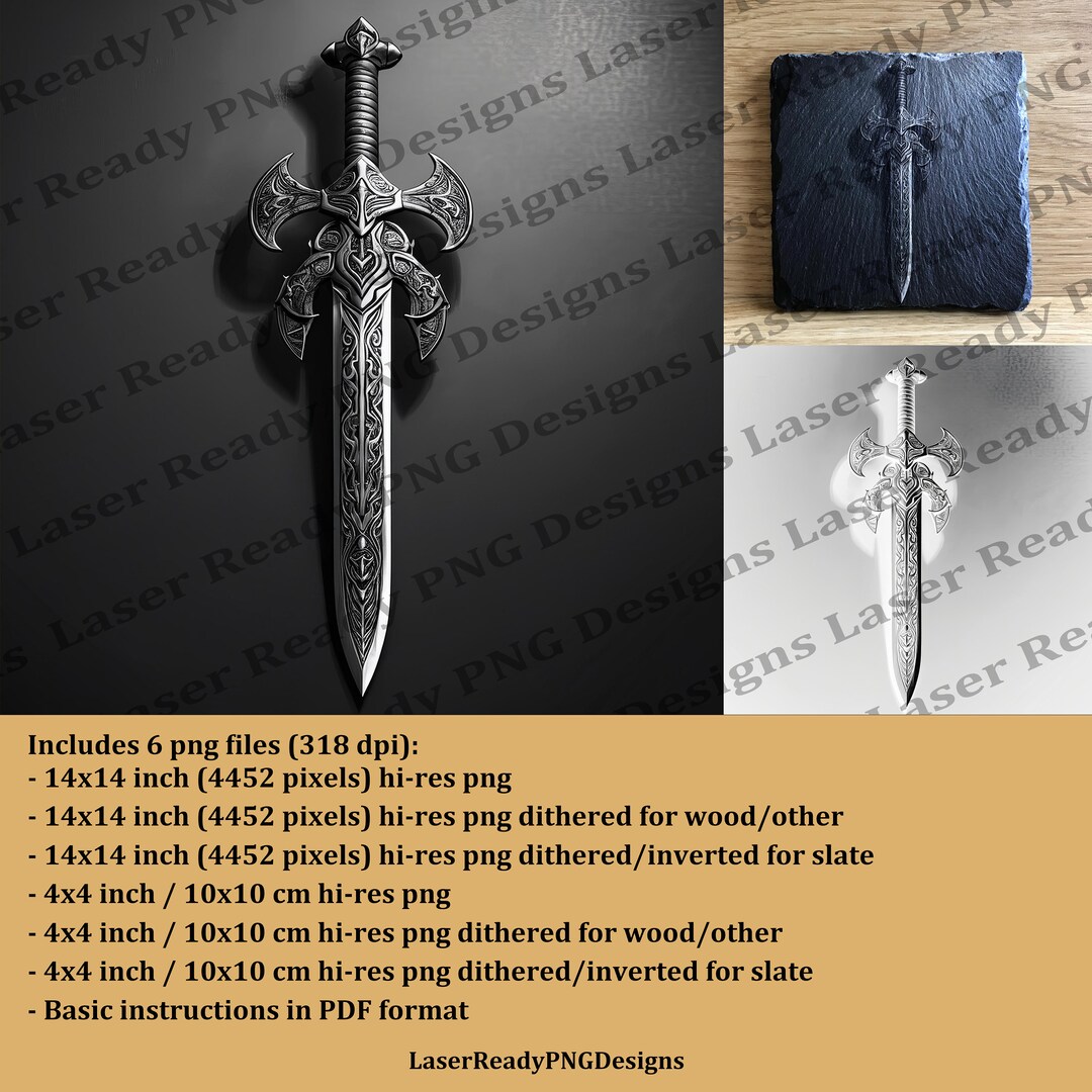 Viking Sword 3D Illusion: Laser Engraving PNG Files (digital Download ...