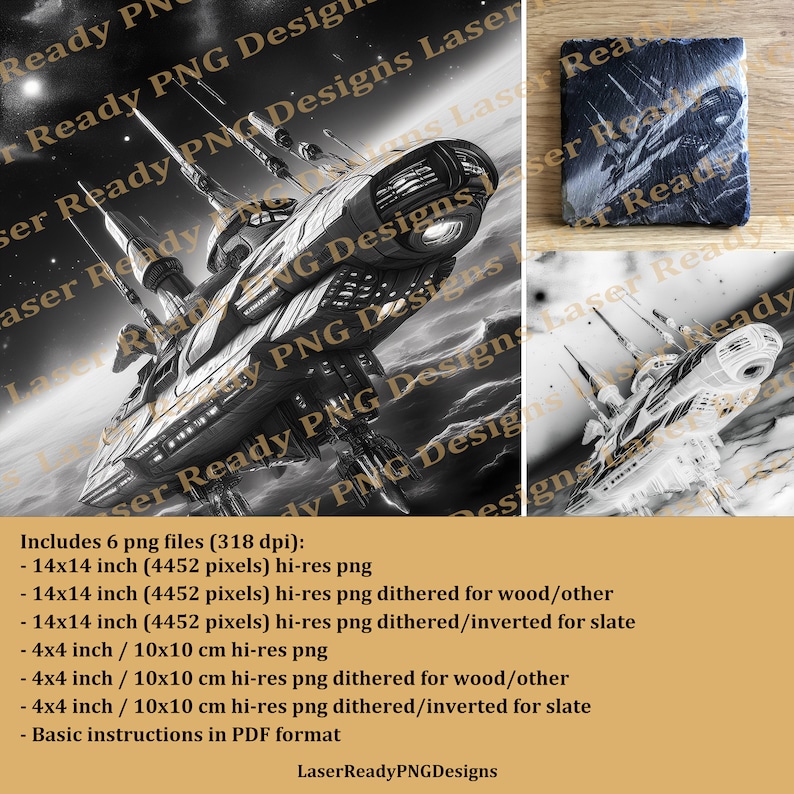 Scifi Space Scene Laser Engraving PNG Files, Slate Coaster Wood Tile ...