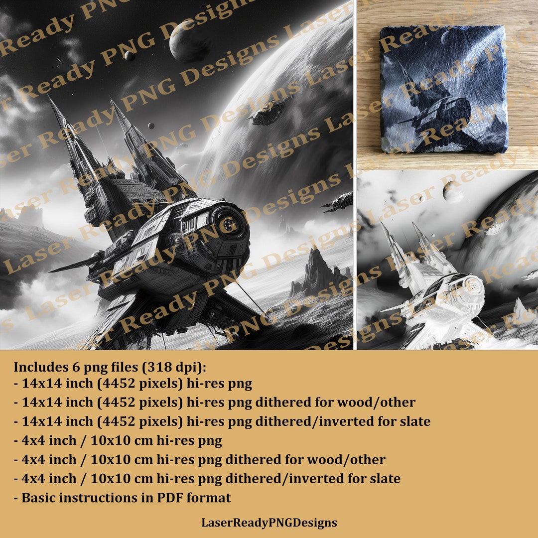 Scifi Planet Scene Laser Engraving PNG Files, Slate Coaster Wood Tile ...