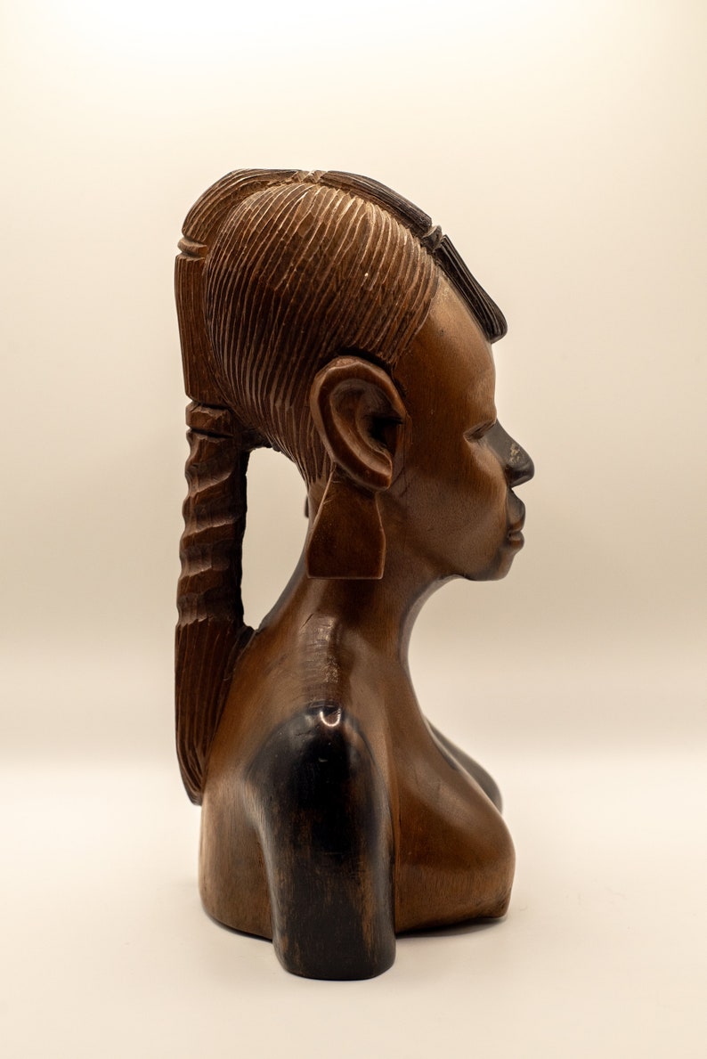 9 Inch Tall Solid Wood, Bust of Woman, Hand Carved Sculpture, Beautiful ...