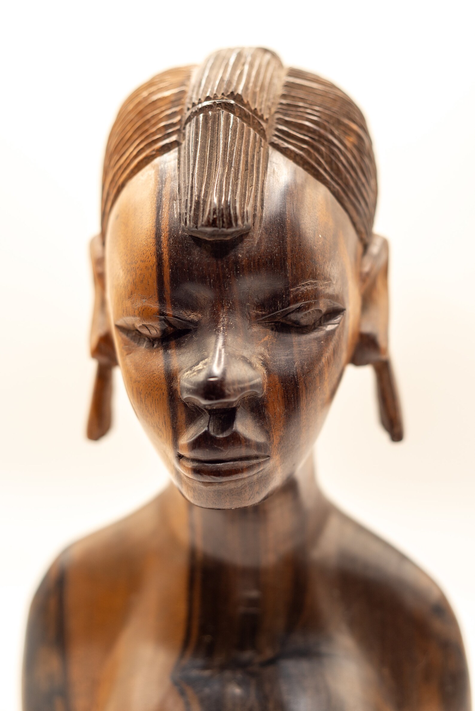 9 Inch Tall Solid Wood, Bust of Woman, Hand Carved Sculpture, Beautiful ...