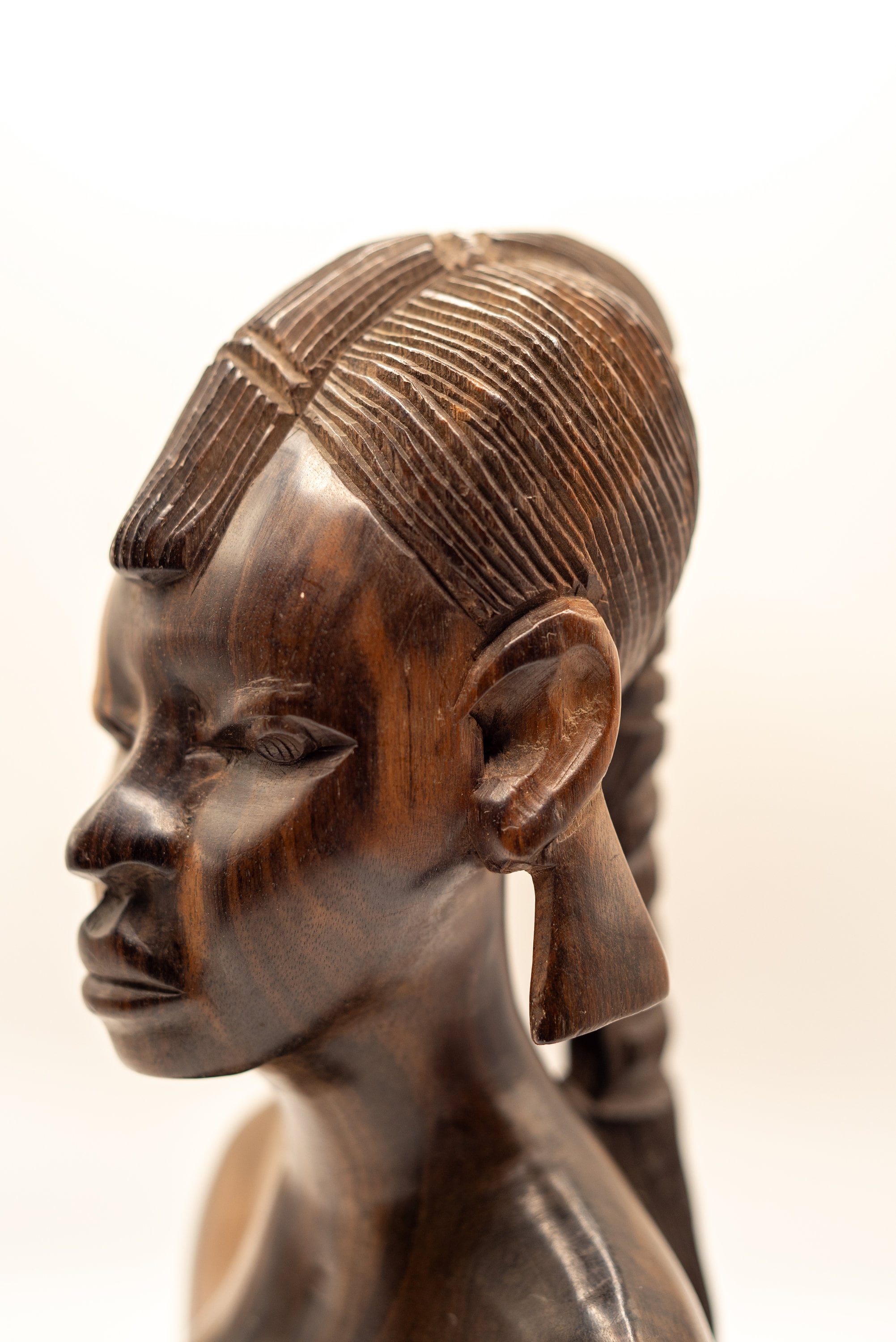 9 Inch Tall Solid Wood, Bust of Woman, Hand Carved Sculpture, Beautiful ...