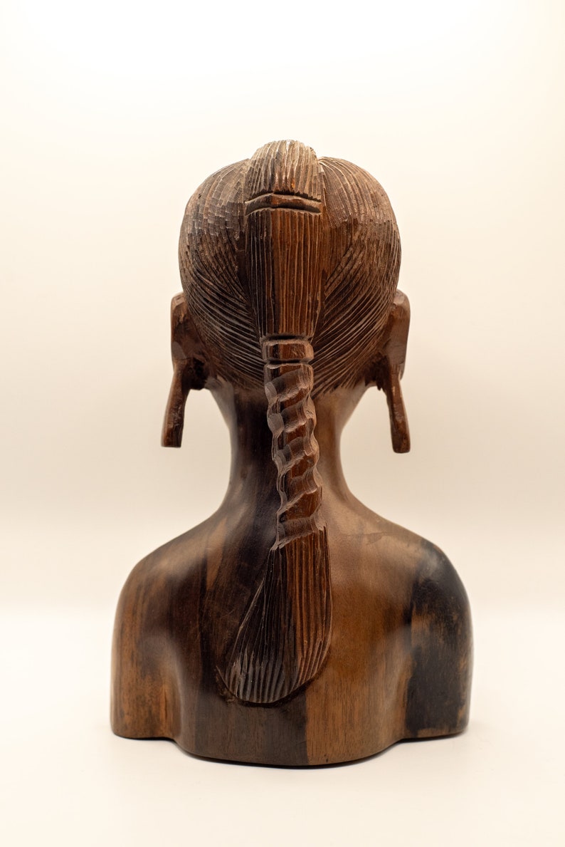 9 Inch Tall Solid Wood, Bust of Woman, Hand Carved Sculpture, Beautiful ...