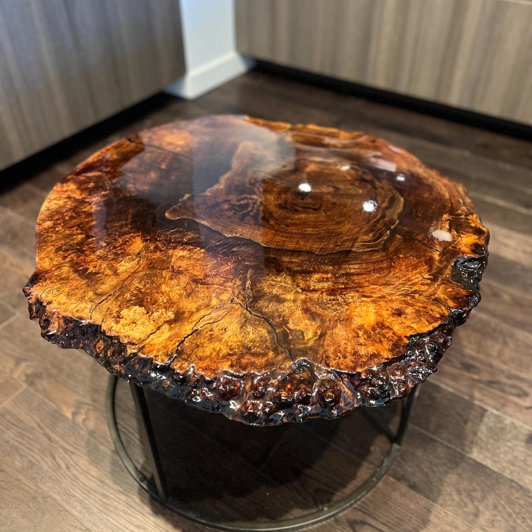 Handcrafted Claro Walnut Burl Coffee Table With Table Top Epoxy Resin ...