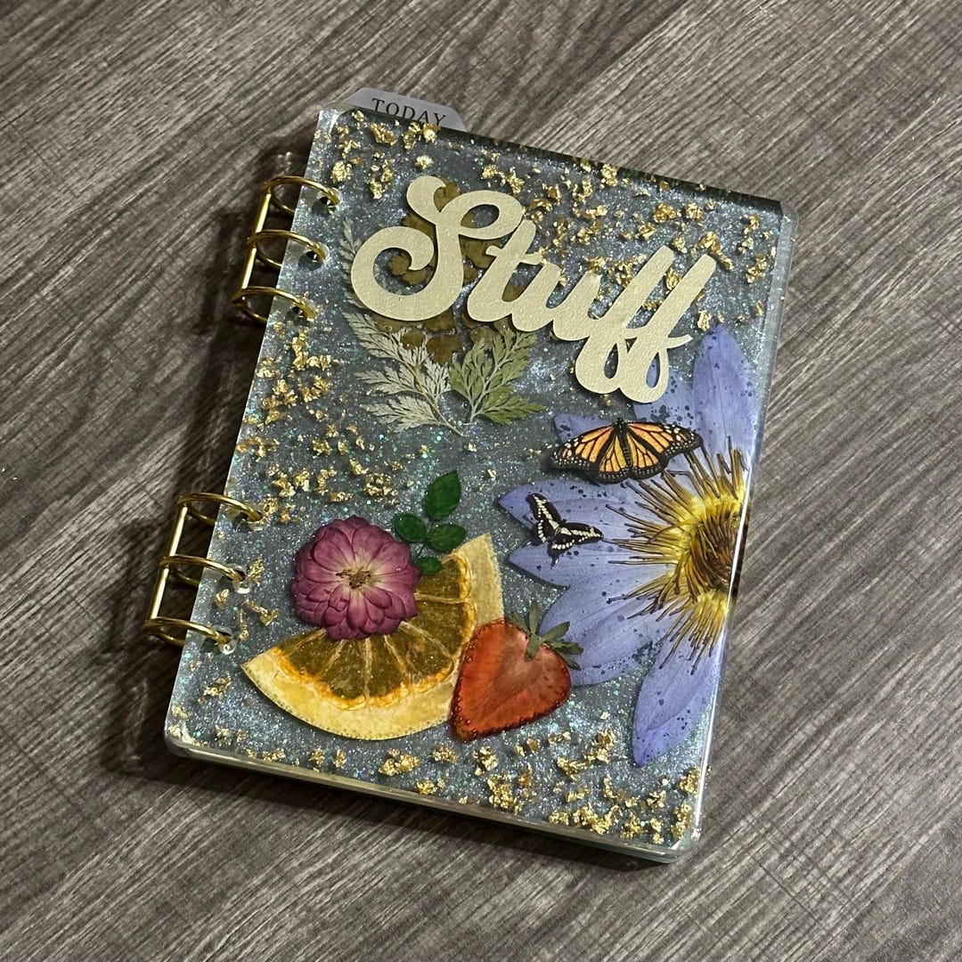 A5 Pressed Flower and Resin Journal – Real Fruit & Faux Gold Leaf ...