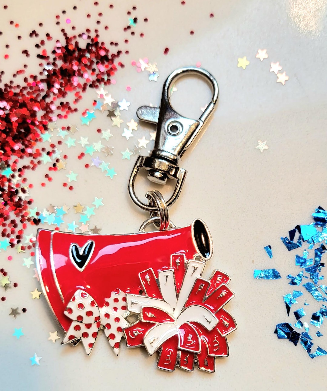 Set of 6 Cheer | Song | Pom Megaphone Keychain | Bag Tag Zipper Pull ...