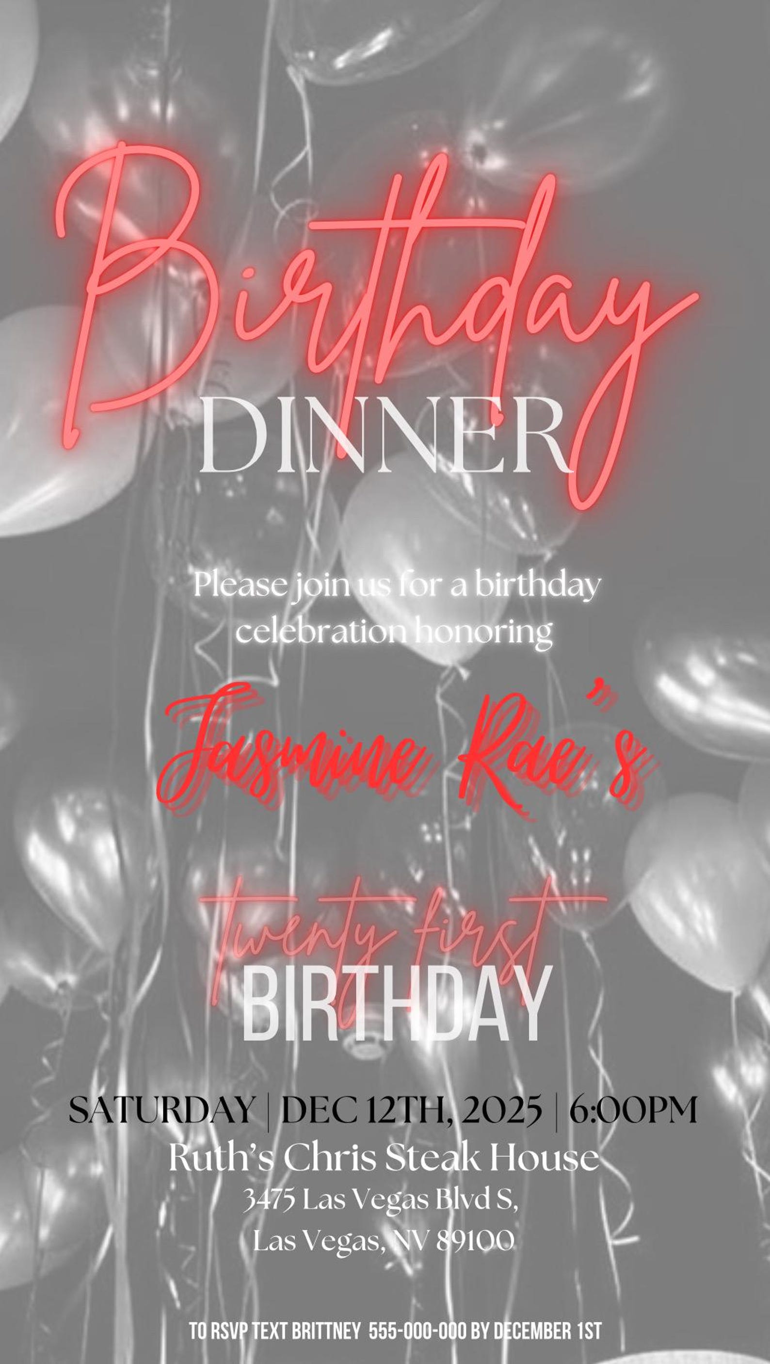 Digital Birthday Invitation Package, Evite, Customizable Template, Red ...