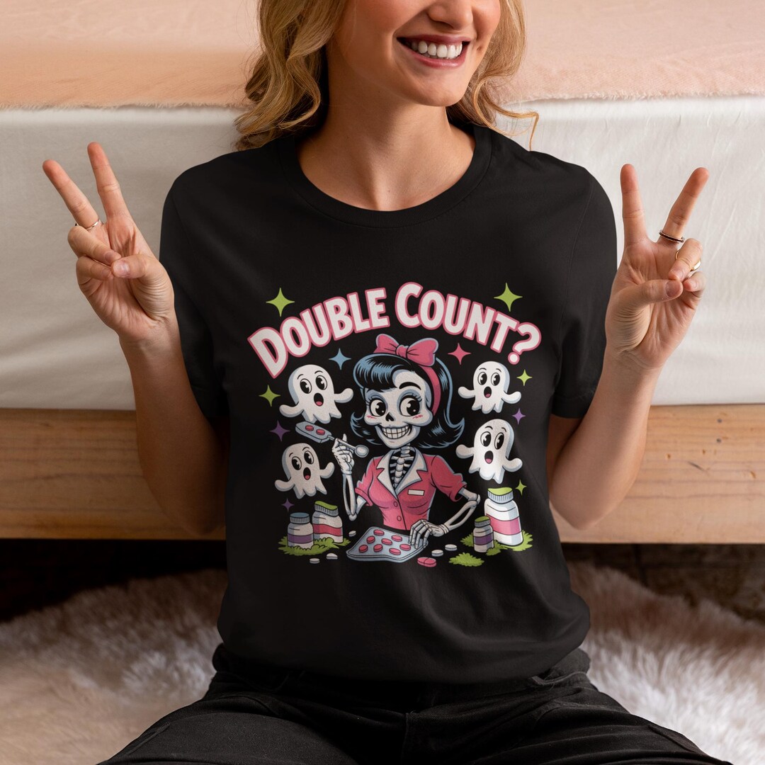 Retro Skeleton Pharmacist T-shirt, Cute Ghost Pills Tee, Spooky Nurse ...