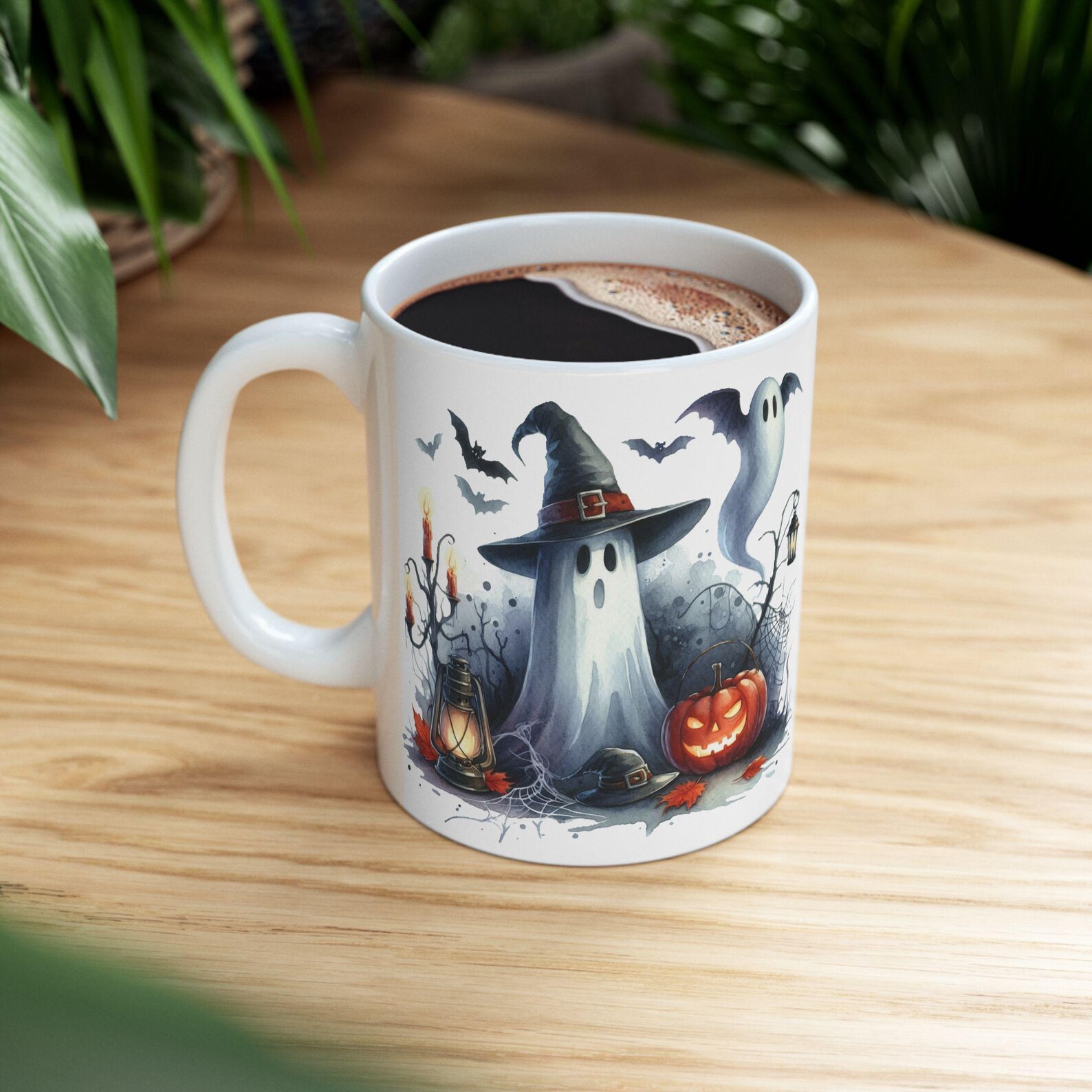 Water Color, Halloween, Mug Gift, Cut Ghost, Fall Mug, Girt, Water ...